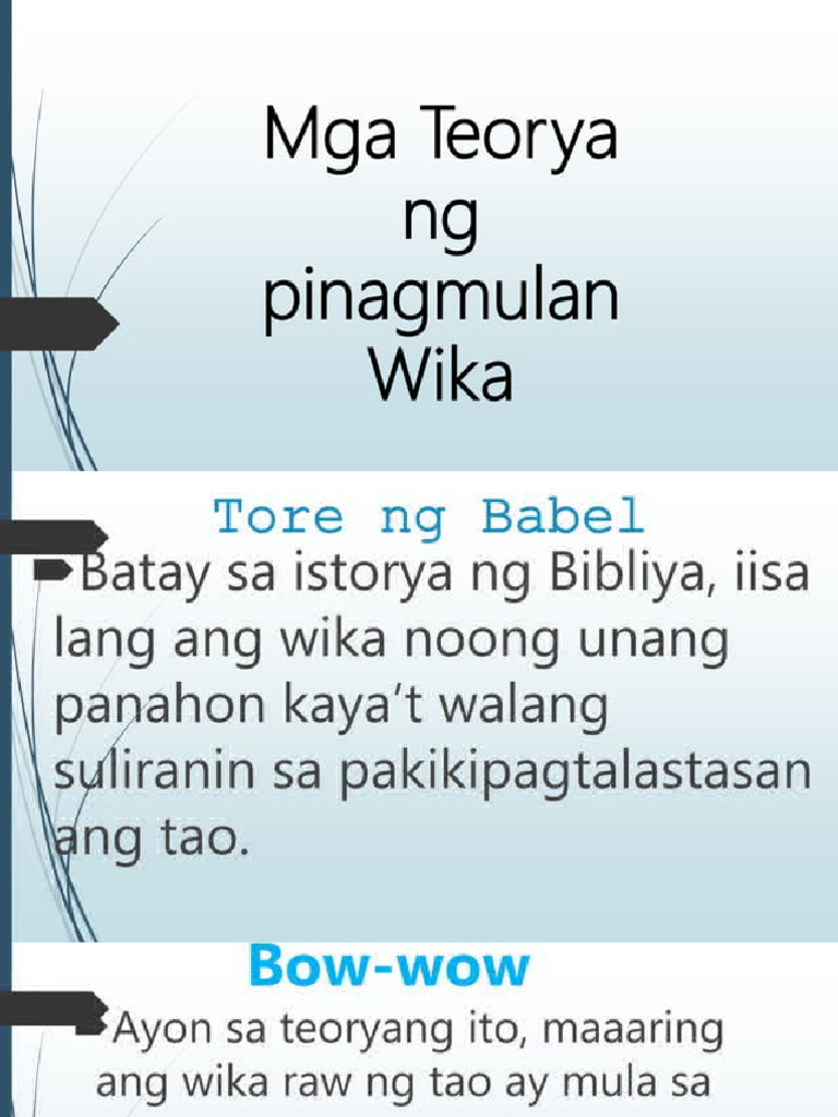 Mga Teoryang Pinagmulan NG Wika | PDF