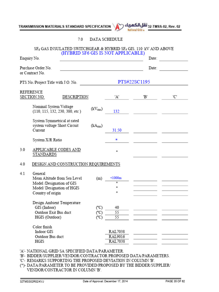 switchgear data statements | PDF