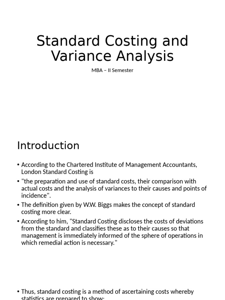 10 Standard Costing And Variance Analysis 2 1 Pdf