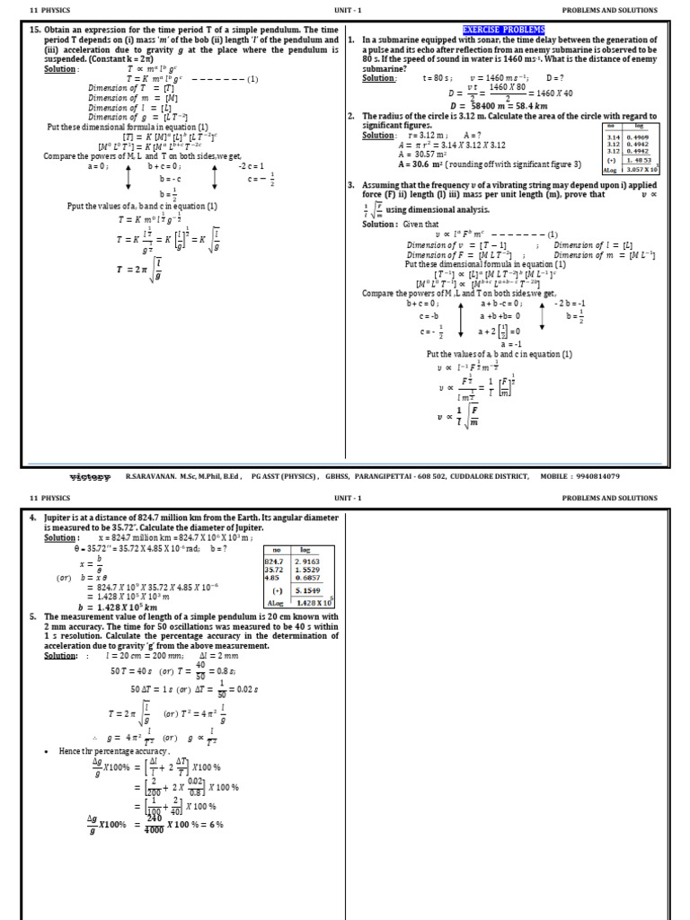 11 Phy Unsolved Sum Only 2024 EM | PDF