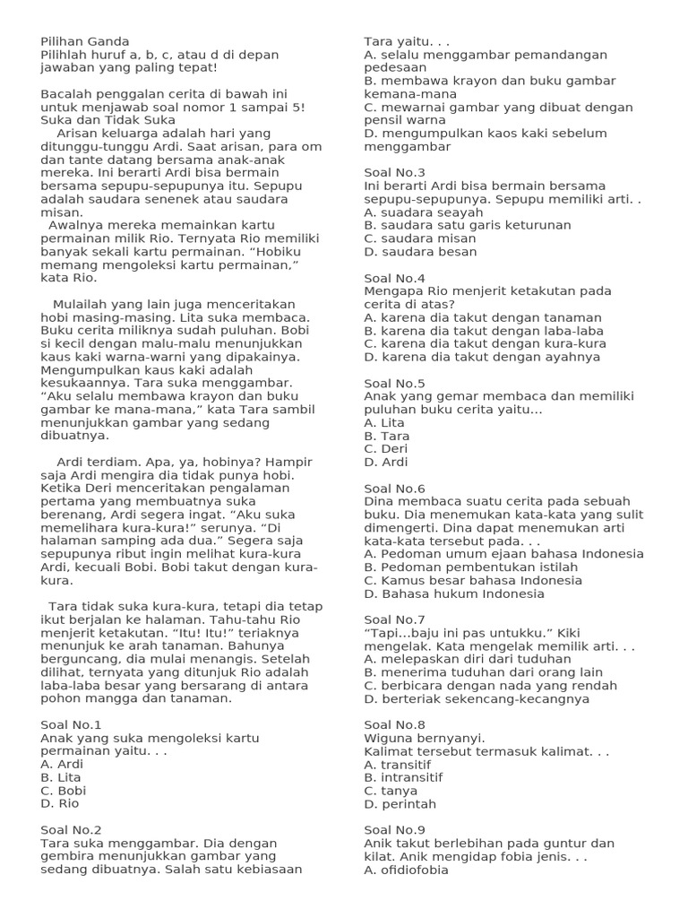 Soal Indonesia k.4 | PDF