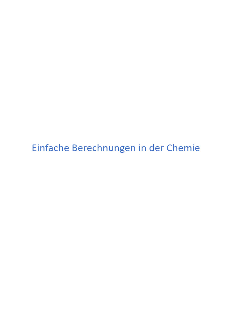 Einfache Berechnungen in Der Chemie 2 | PDF