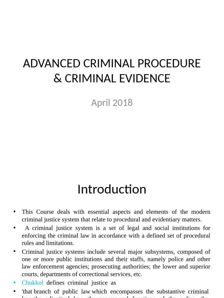 Advanced Criminal Procedure & Criminal Evidence Aprile 2018 Class | PDF
