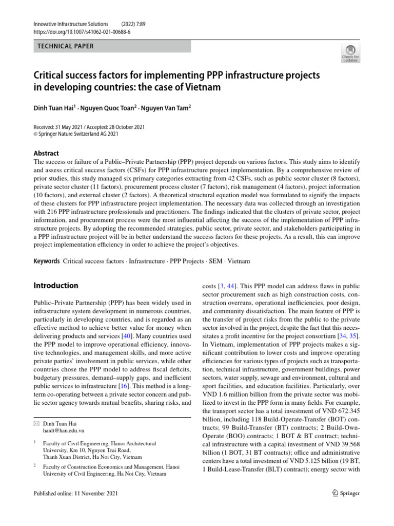 8 - Critical Success Factors For Implementing PPP Infrastructure ...