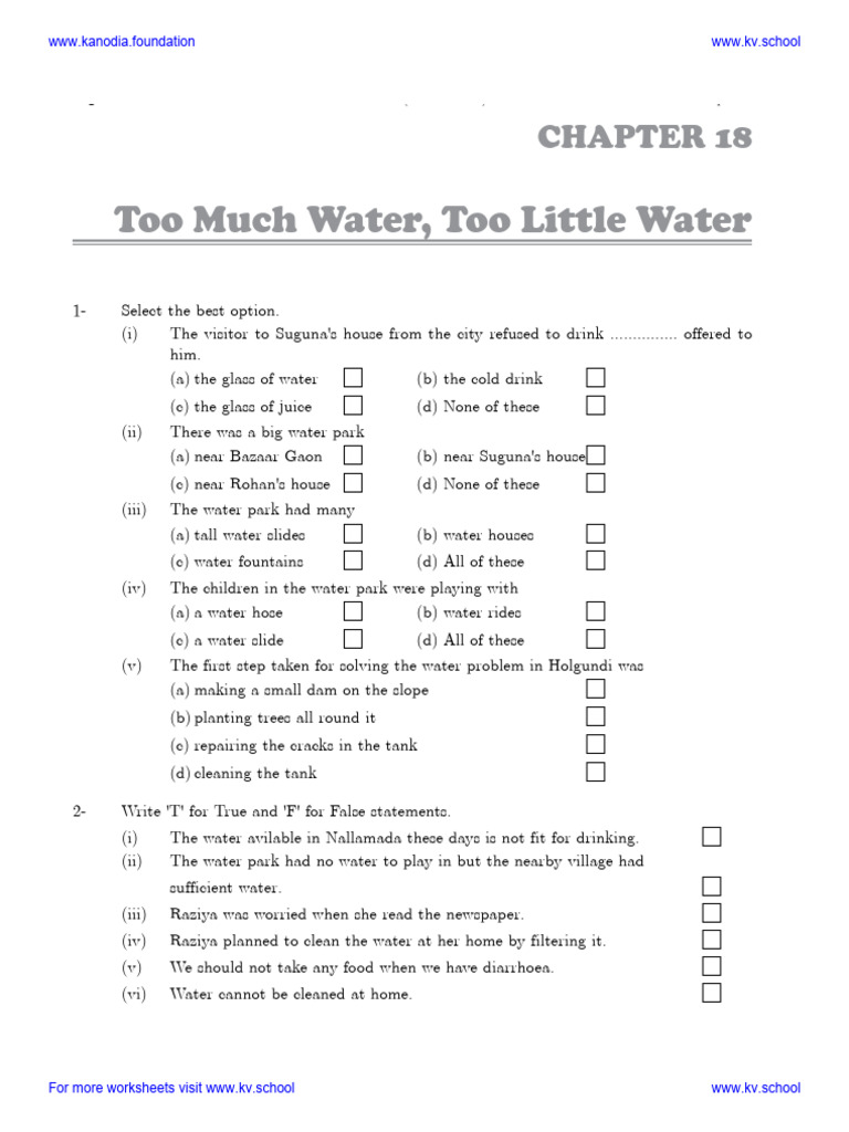 Too Much Water Too Little Water Practice WS 169190 230817 154127 | PDF
