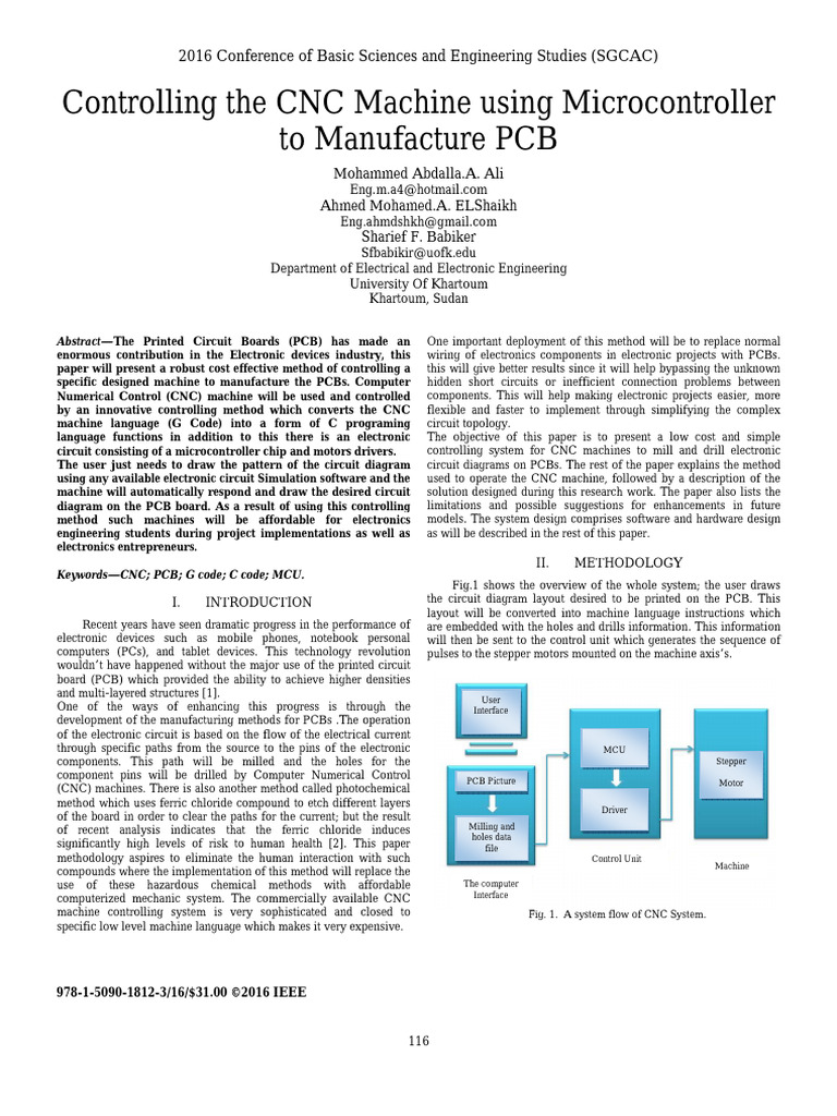 Controlling The CNC Machine Using Microcontroller To Manufacture PCB | PDF