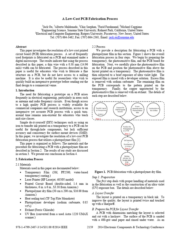 A Low-Cost PCB Fabrication Process | PDF