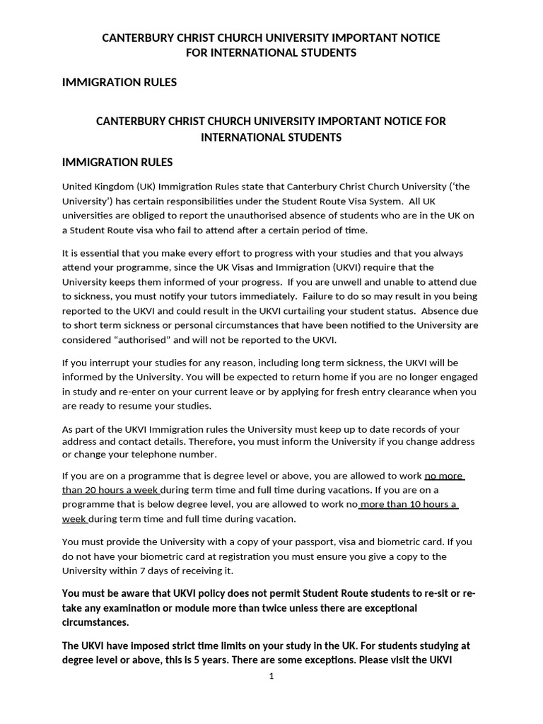 Student Route Visa Agreement | PDF