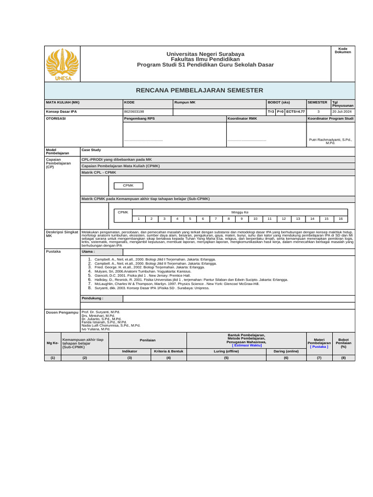 RPS Konsep Dasar IPA | PDF