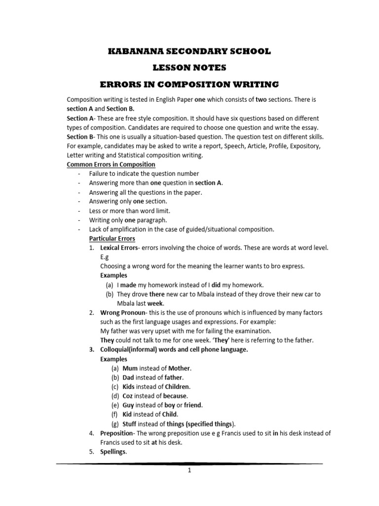 Errors in Composition | PDF