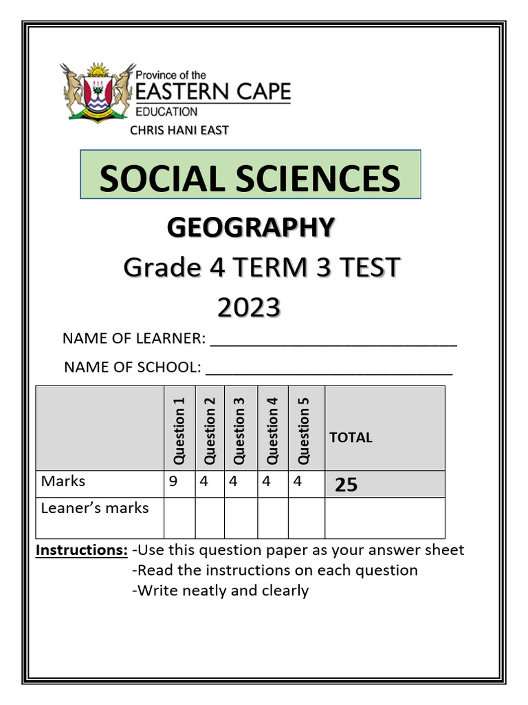 Ss Geo 2022 Term 3 Grade 4 - Docx | PDF