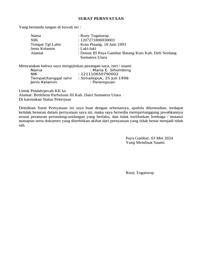 Surat Penyerahan Tanah Perladangan | PDF