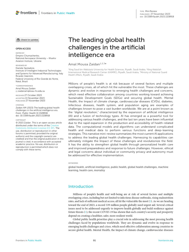 The Leading Global Health Challenges in AI | PDF | Infection | Social ...