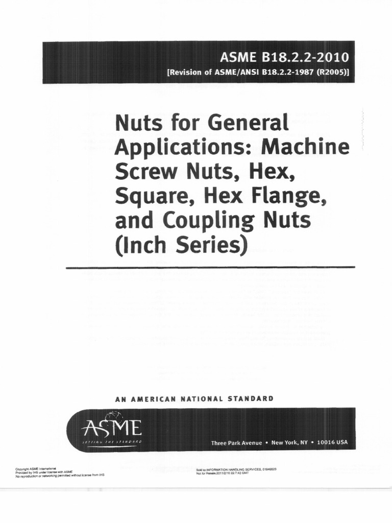 Asme B18.2.2-2010 | PDF