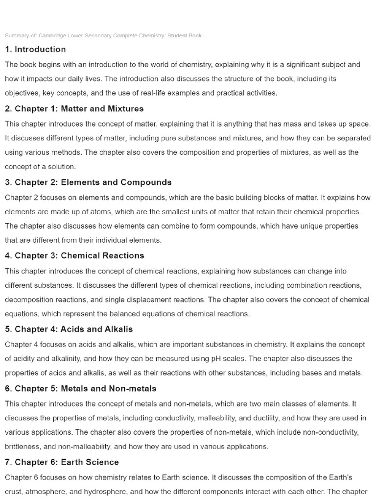 Cambridge Lower Secondary Complete Chemistry - Student Book ... | PDF