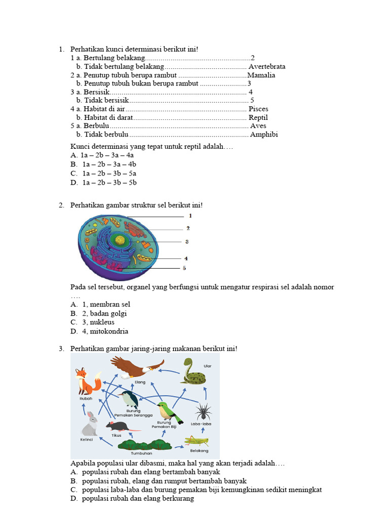Soal Latihan Bio ASS 2024 | PDF