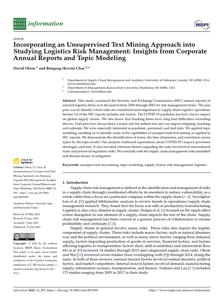 Incorporating An Unsupervised Text Mining Approach Into | PDF