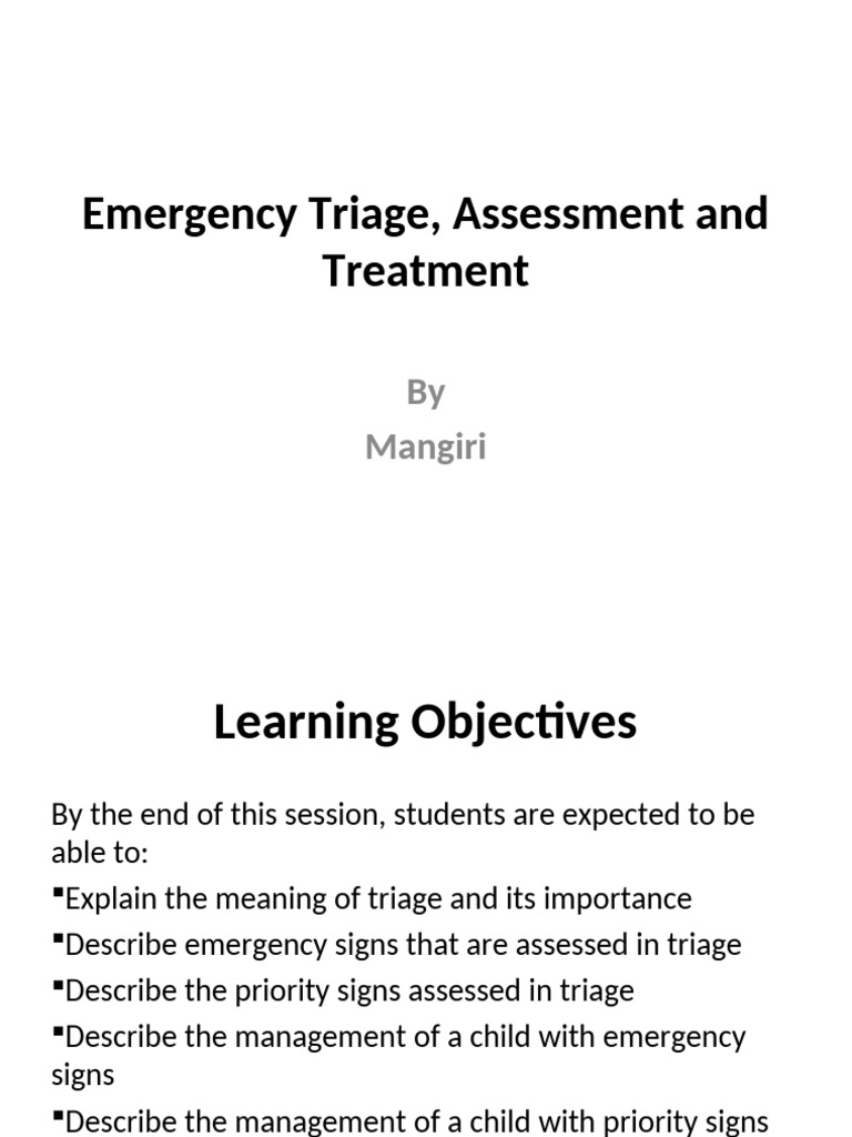 Emergency Triage, Assessment and Treatment | PDF