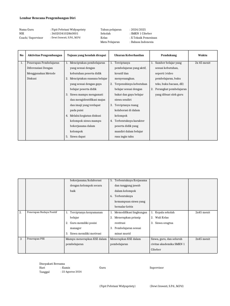 Lampiran 7 - Lembar Rencana Pengembangan Diri | PDF