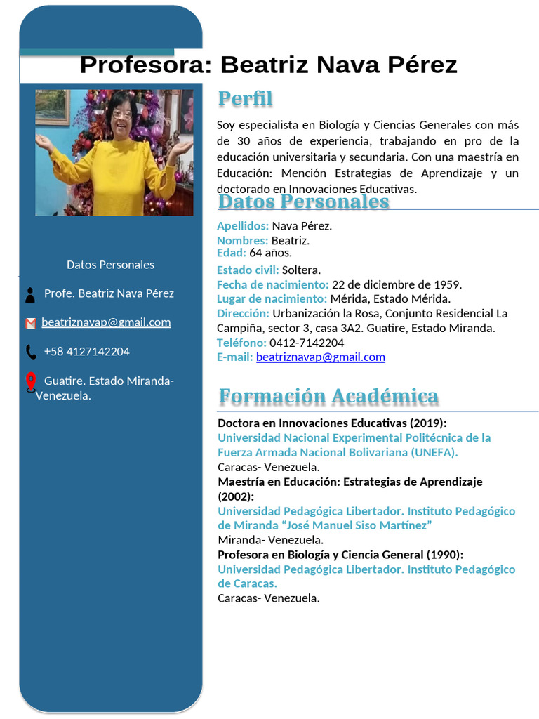 Curriculum Beatriz Nava | PDF