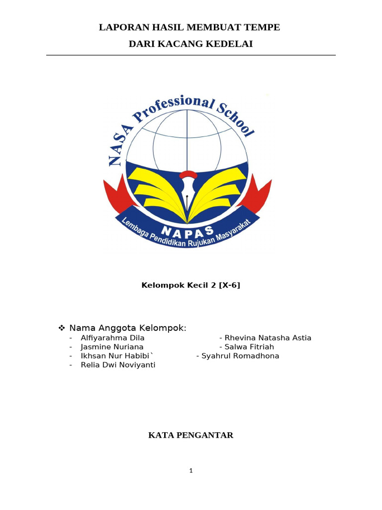 LAPORAN HASIL MEMBUAT TEMPE K.2 | PDF