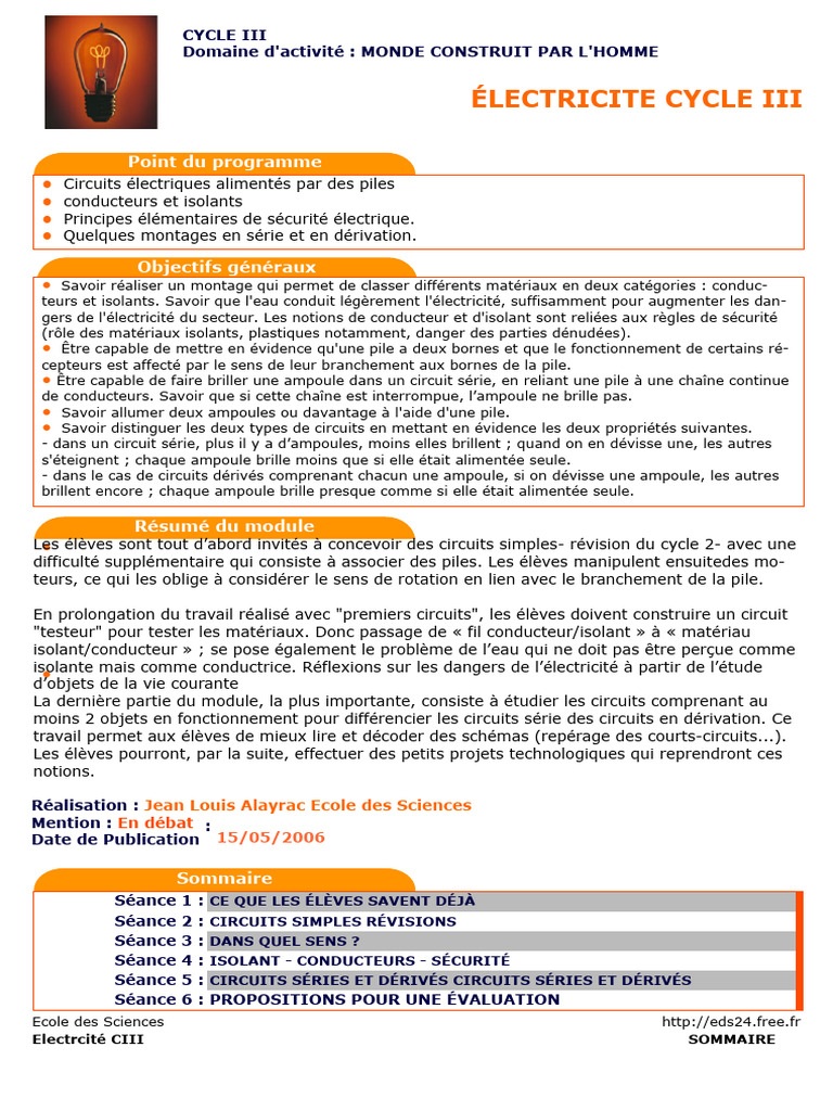 electricite-cycle-3 | PDF