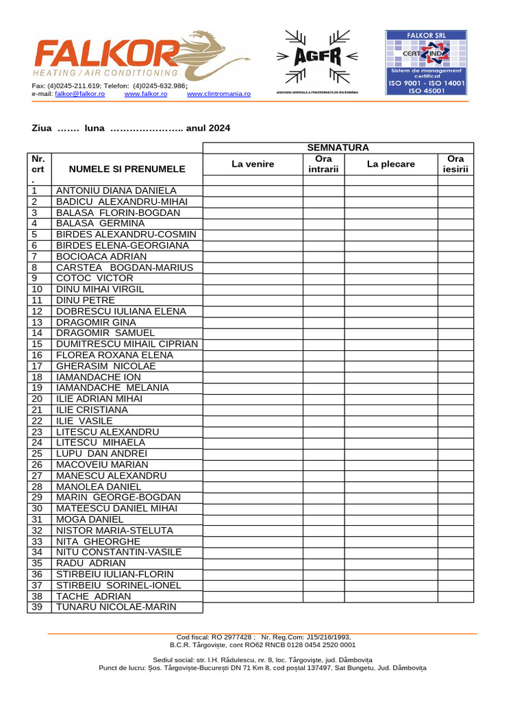 Condica Prezenta | PDF