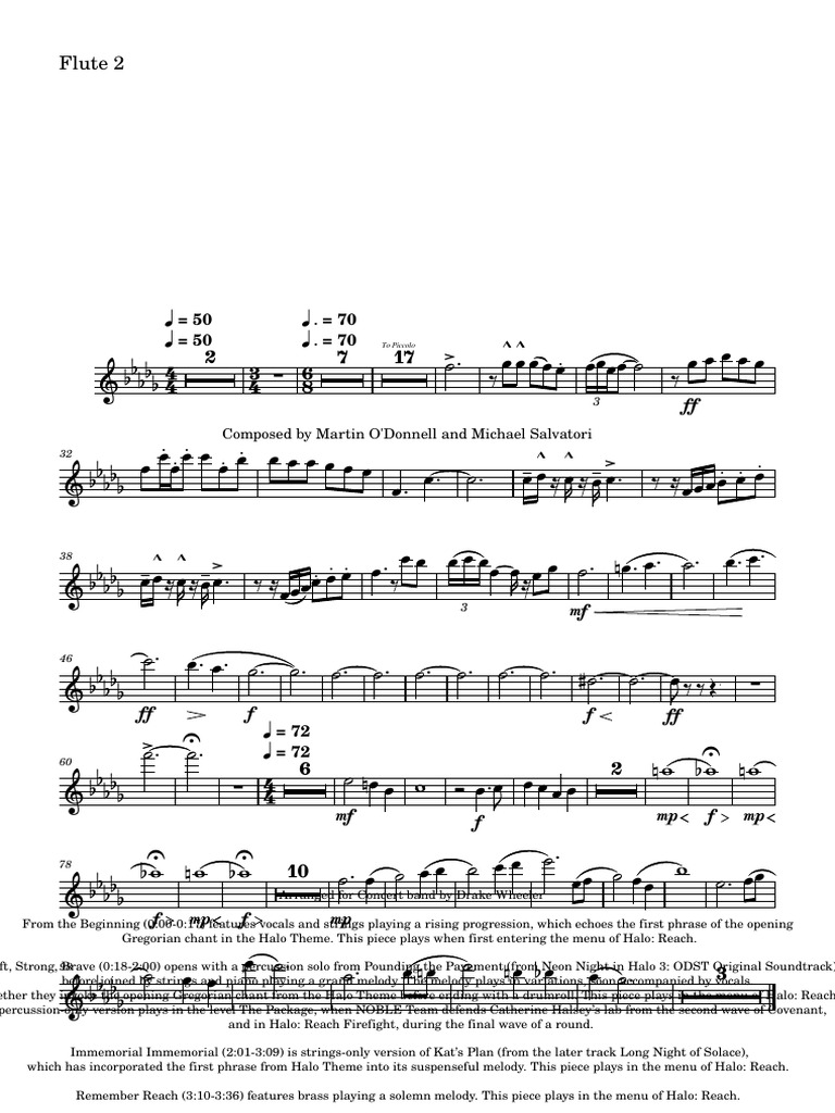 Flute 2: Composed by Martin O'Donnell and Michael Salvatori | PDF