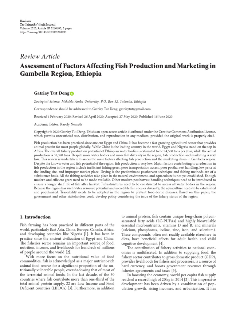 Assessment of Factors Affecting Fish Production An | PDF