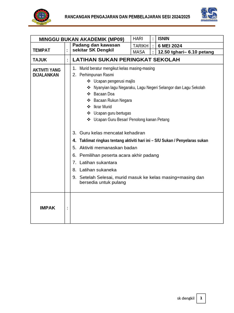 RPH Kejohanan Sukan MP 09 2024 | PDF