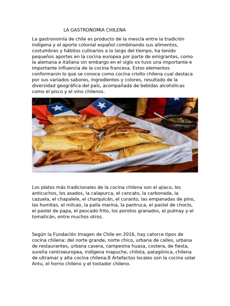 La Gastronomia Chilena | PDF