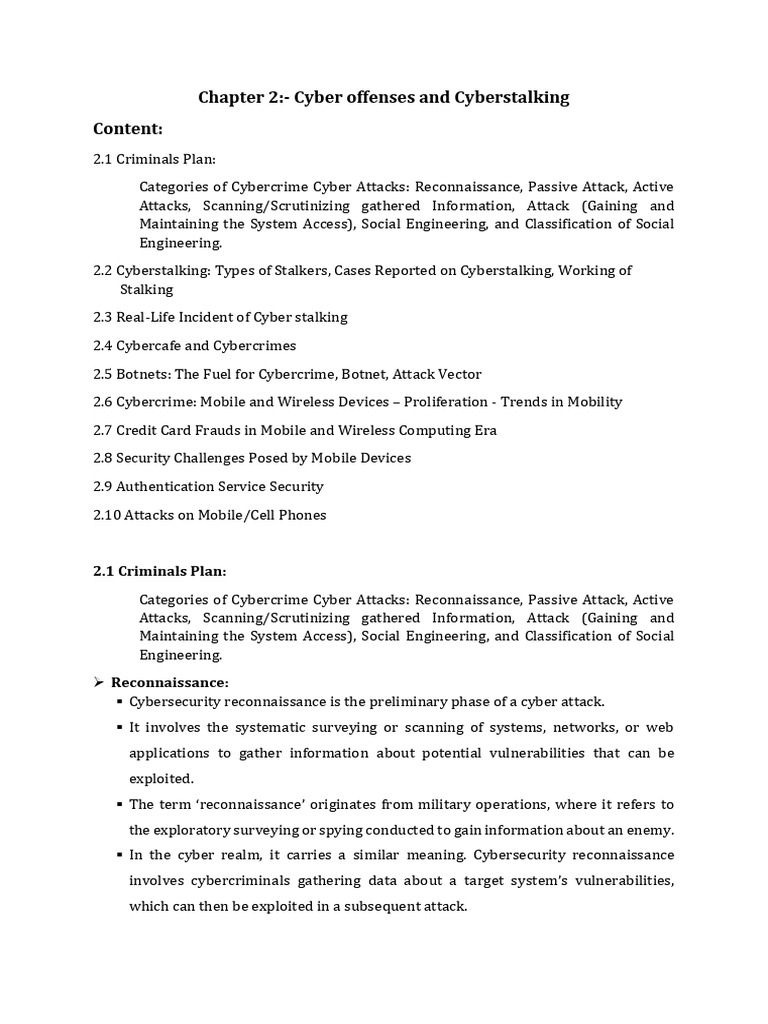 Chapter 2 Cyber Offenses and Cyberstalking | PDF