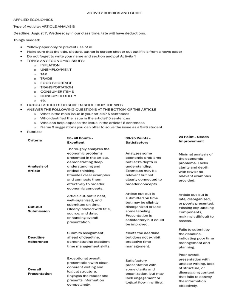 Applied Economics Activity 1 | PDF