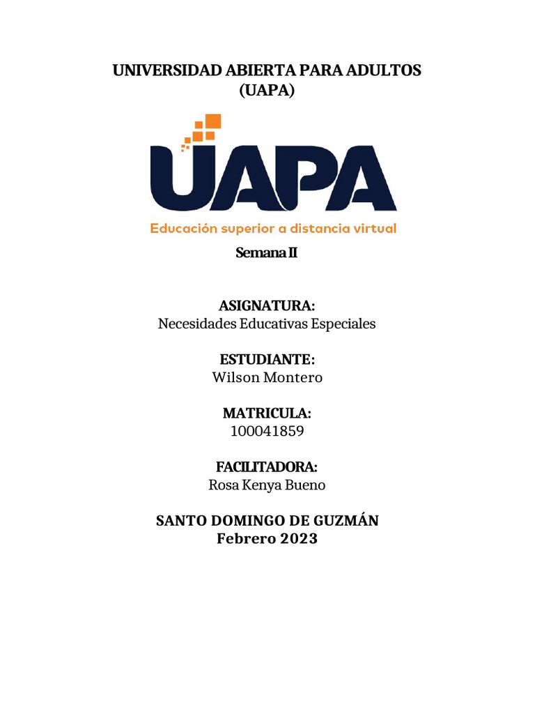Trabajo 2 Necesidades Educativas Especiales WMMMMM | PDF | Educación ...