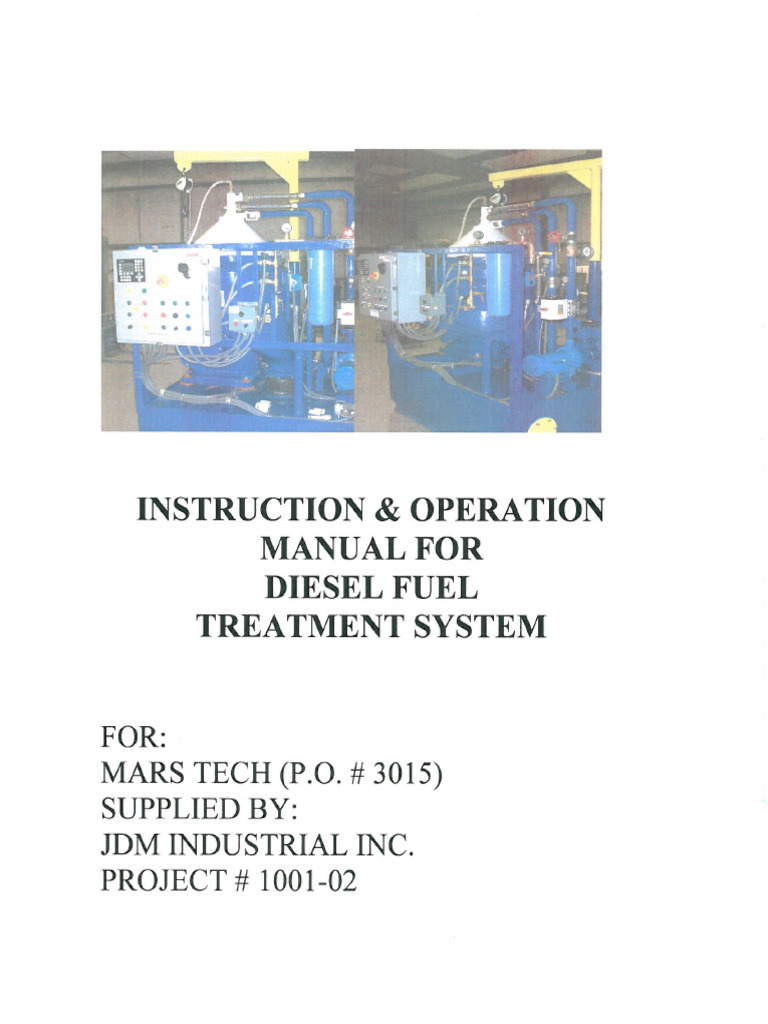 Instruction & Operation Manual For Diesel Fuel Treatment System | PDF