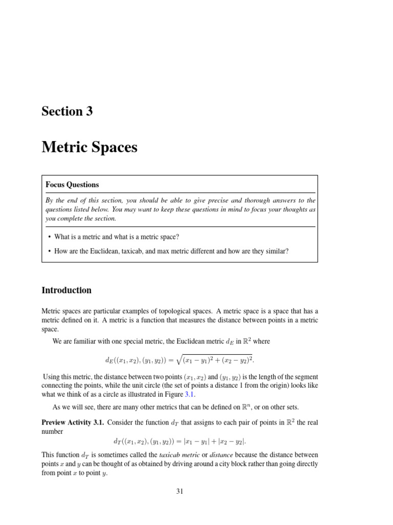 Metric Spaces | PDF