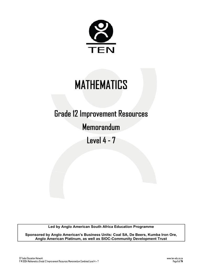 Grade 12 Maths Improvement Memo Term 4 | PDF | Geometry | Mathematics