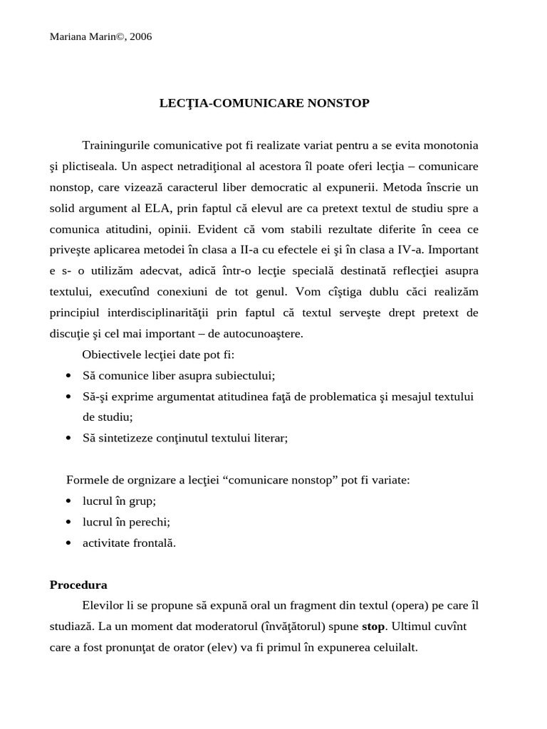 Lectia Comunicare Non Stop | PDF