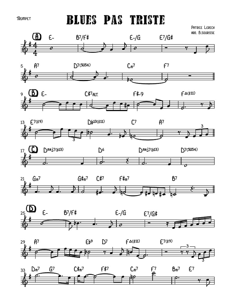 Blues Pas Triste-Trompette | PDF