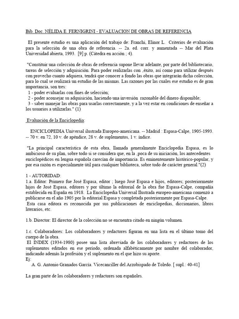 Fernigrini Nelida E. Evaluacion de Obras de Referencia | PDF