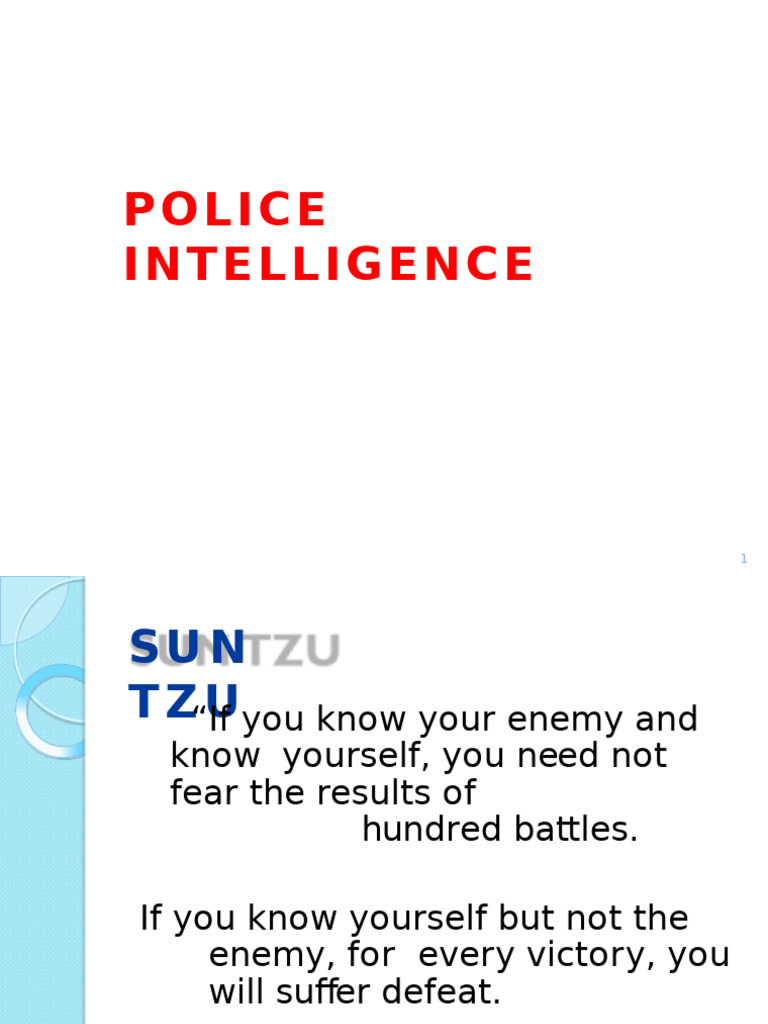 CDI 1 PART 2 Police Intelligence | PDF