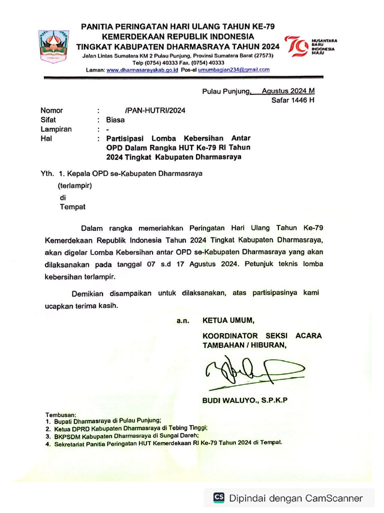 Surat Lomba Kebersihan Hut Ri Ke-79 | PDF