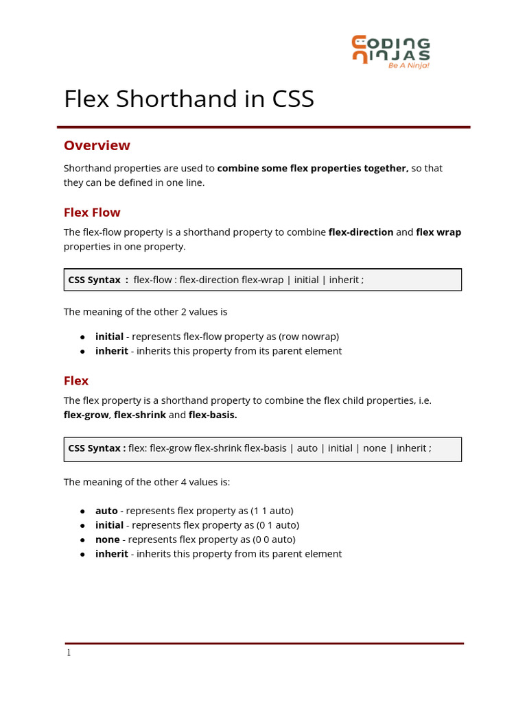 Flex Shorthand in CSS - CN | PDF