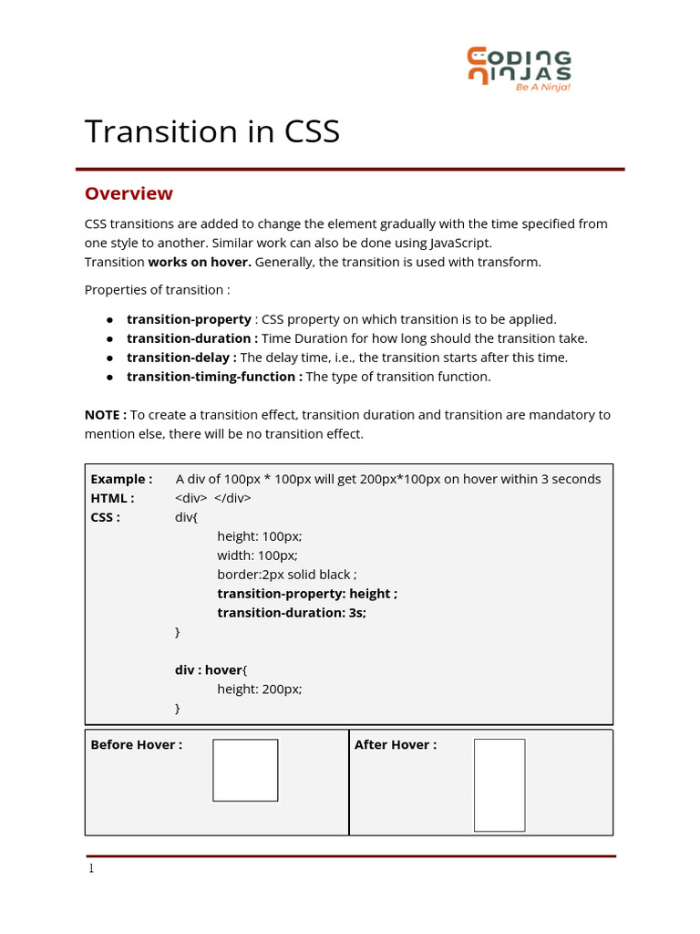 Transition in CSS - CN | PDF