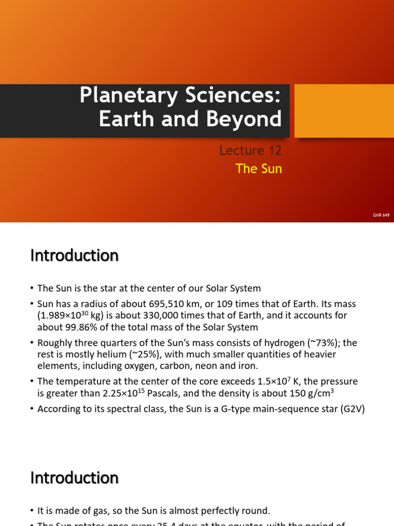 GNR649 Lecture12 Sun | PDF