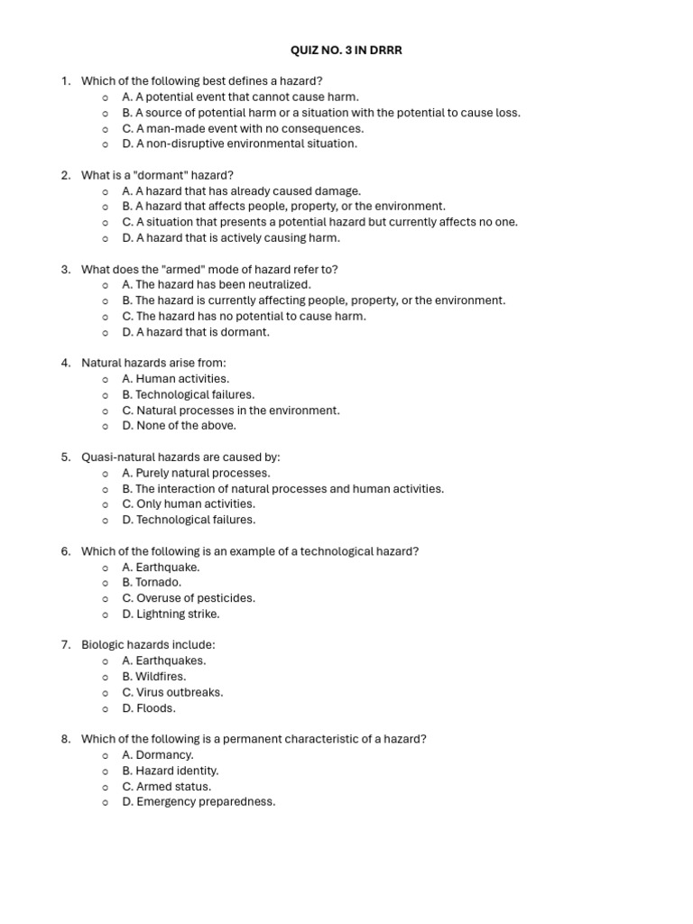 Quiz No. 3 in DRRR | PDF