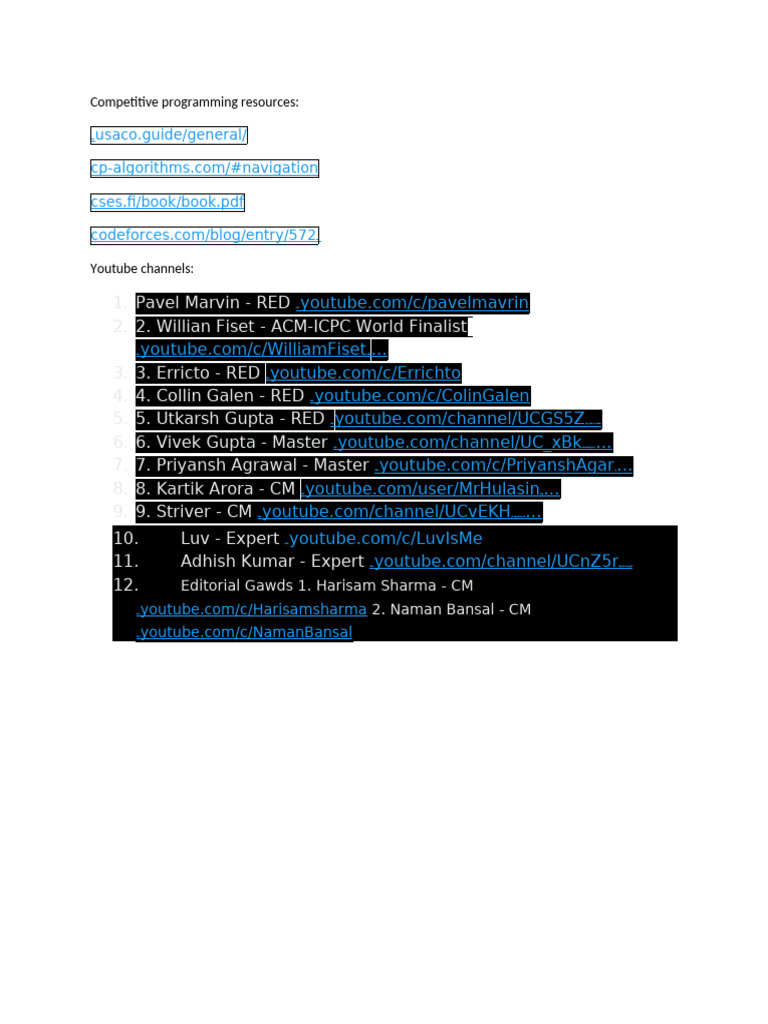 Competitive Programming Resources | PDF