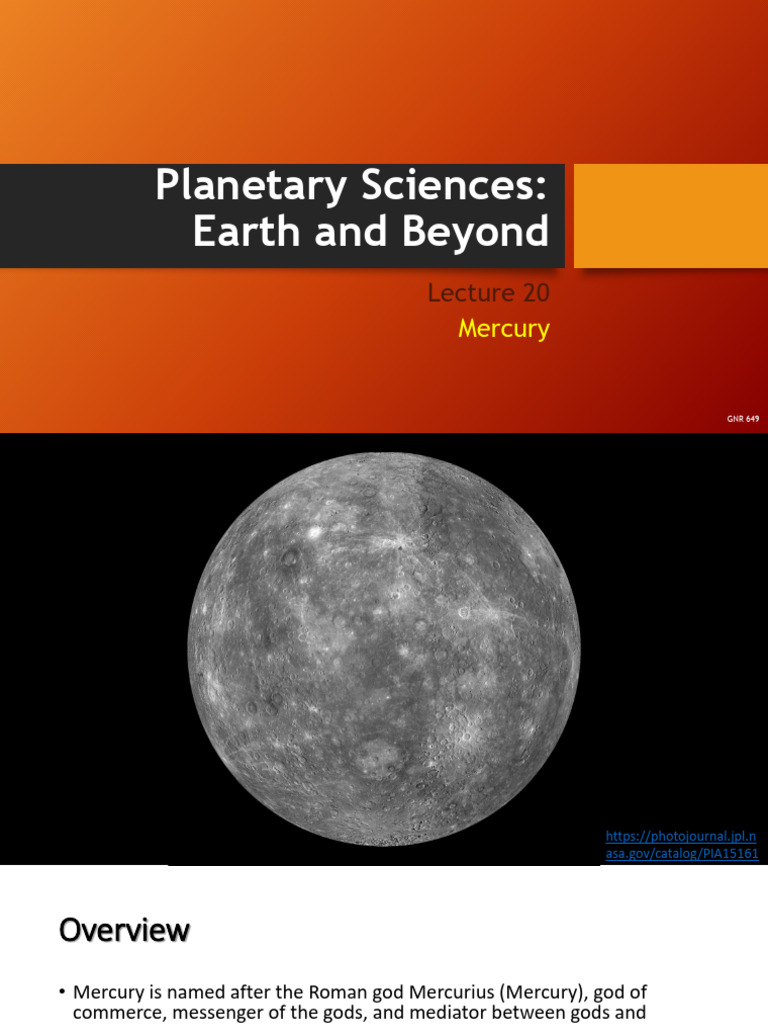 GNR649 Lecture20 Mercury | PDF