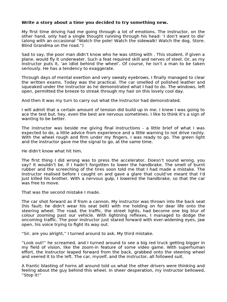 Narrative Essay - Driving | PDF