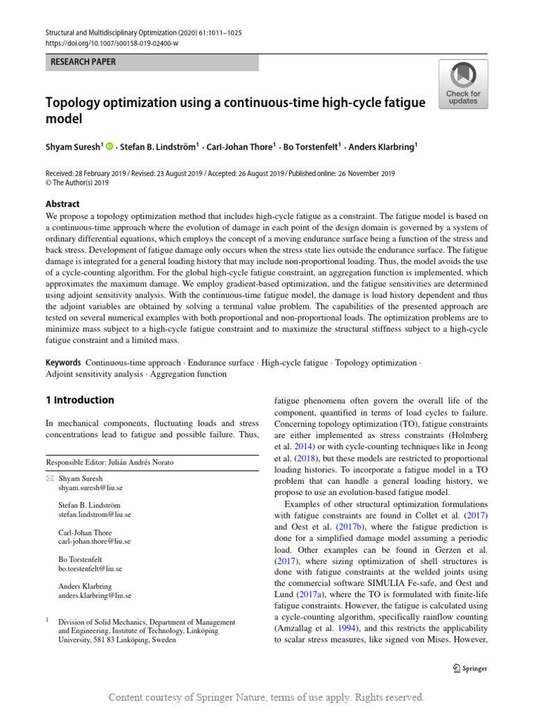 Topology Optimization Using A Continuous-Time High | PDF | Stress ...